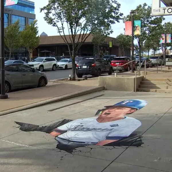 Artist captures Rangers' Corey Seager in 3-D chalk art | The Shops at ...