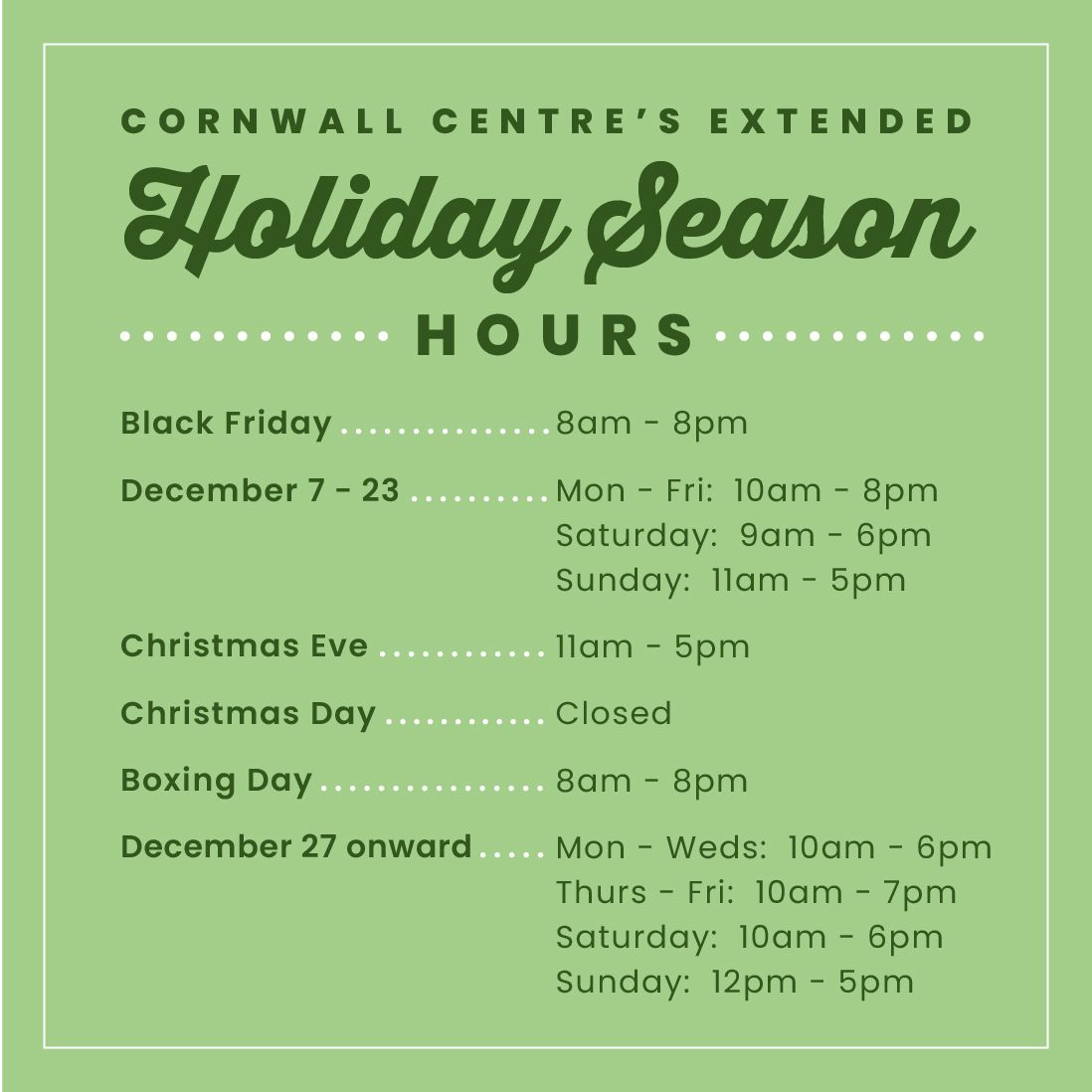 Visit Regina's Premier Shopping Centre |Cornwall Centre